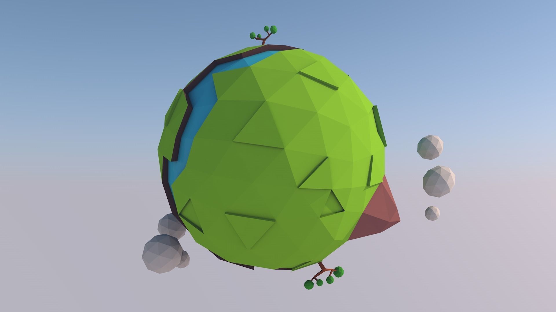 3D model Low Poly Planet with trees and rocks VR / AR / low-poly | CGTrader