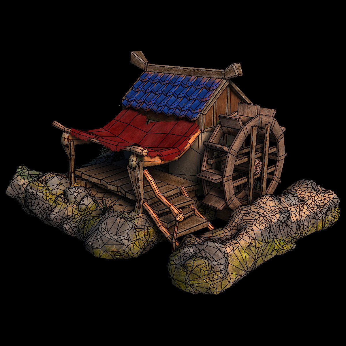 3D model Cartoon Water mill VR / AR / low-poly animated | CGTrader