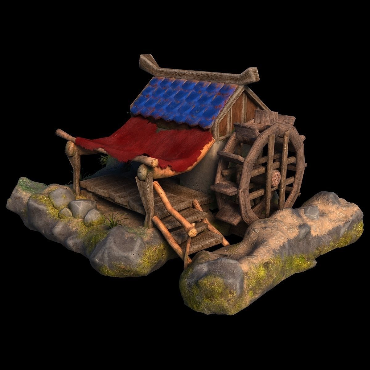 3D model Cartoon Water mill VR / AR / low-poly animated | CGTrader