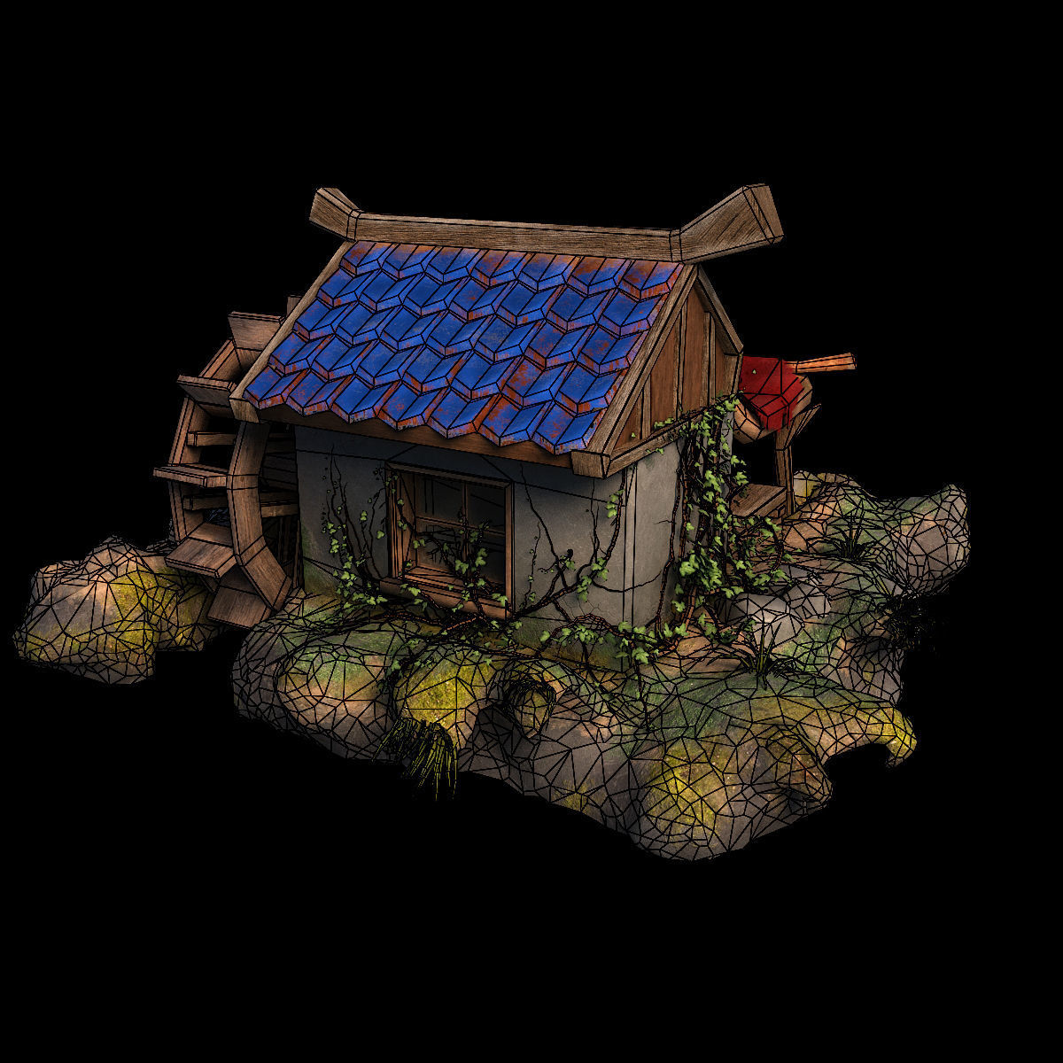 3D model Cartoon Water mill VR / AR / low-poly animated | CGTrader