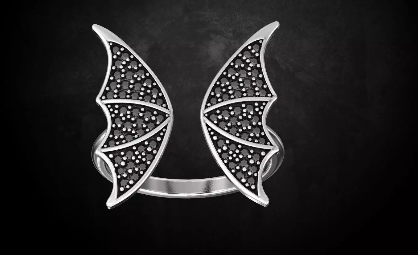 Ring bat with diamonds many size ring 144 3D model 3D printable | CGTrader