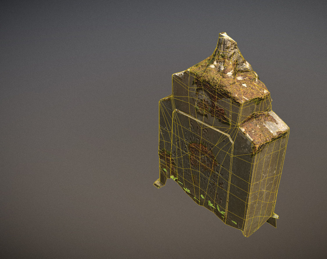 3D model Scanned photorealistic broken tomb stone lacking a cross VR ...
