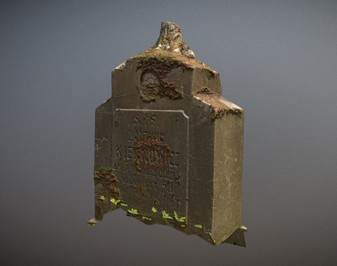 3D model Scanned photorealistic broken tomb stone lacking a cross VR ...