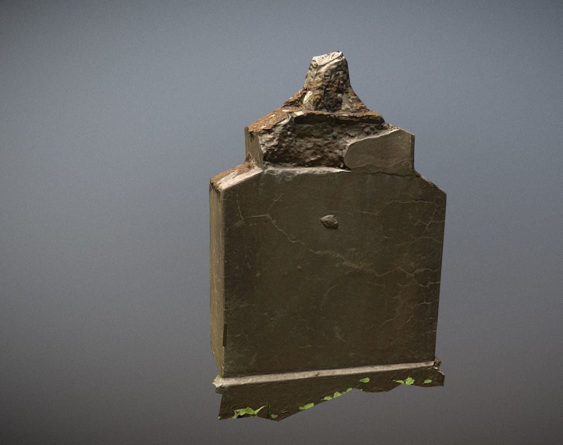 3D model Scanned photorealistic broken tomb stone lacking a cross VR ...