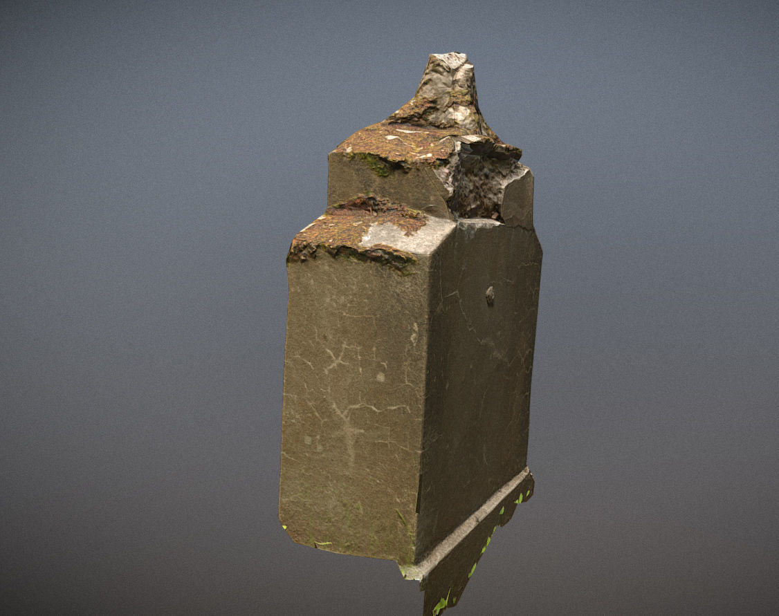 3D model Scanned photorealistic broken tomb stone lacking a cross VR ...