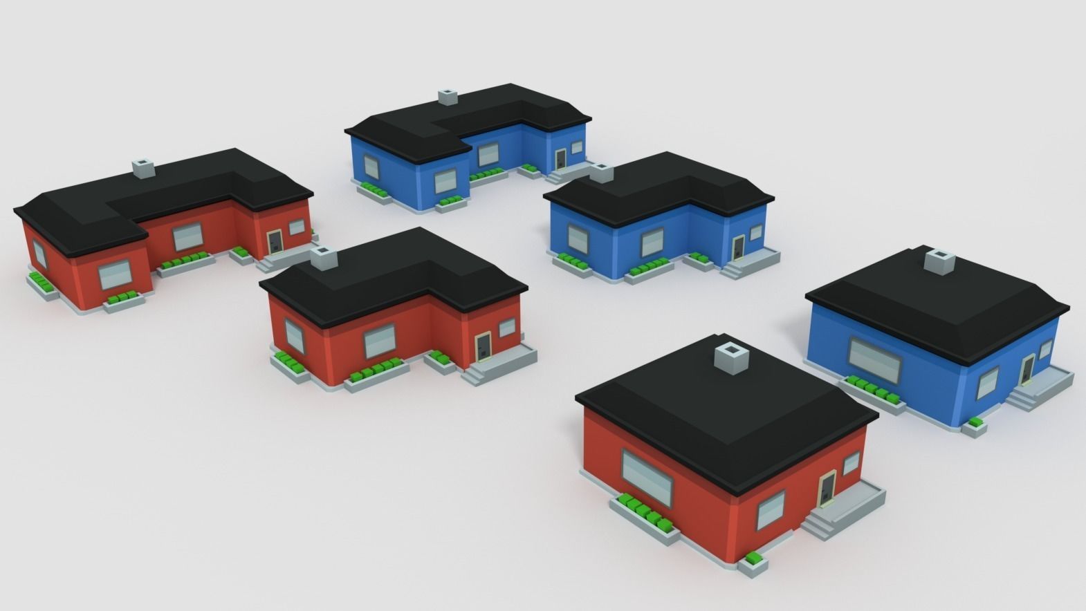3D model Low Poly Buildings Suburb VR / AR / low-poly | CGTrader