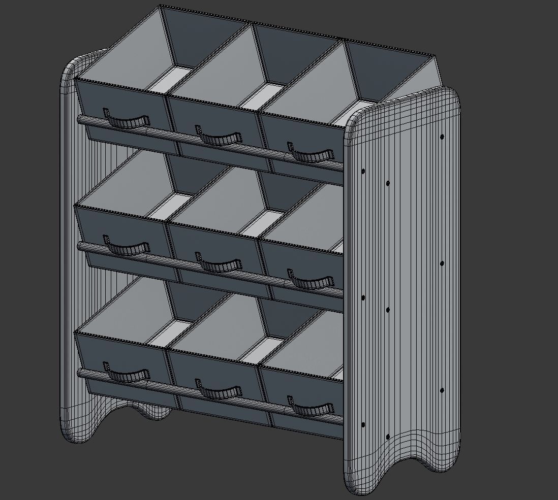 Wood Storage Box Shelf System 3D model | CGTrader