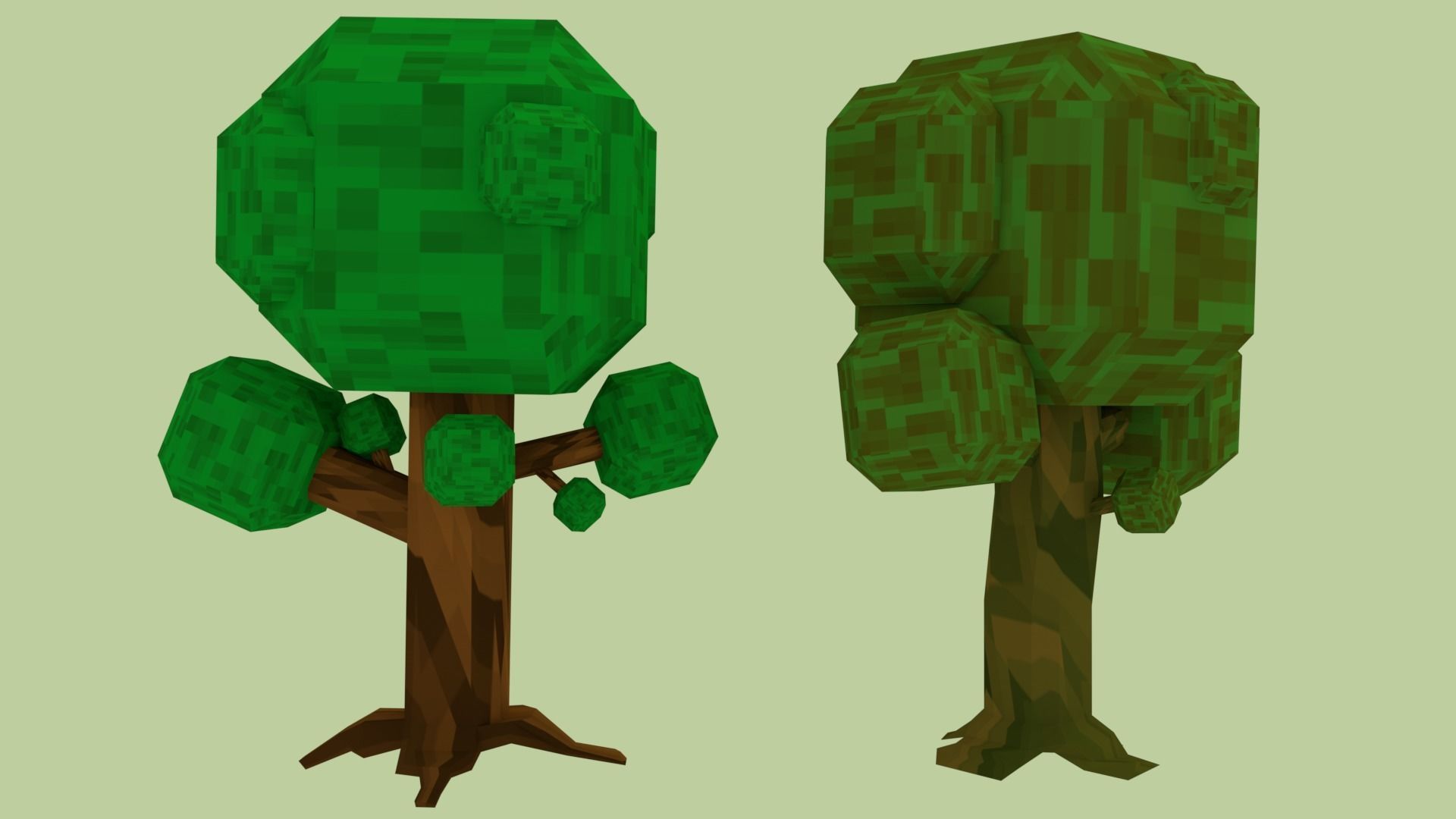 3D model Pixel Tree 5 Pack VR / AR / low-poly | CGTrader