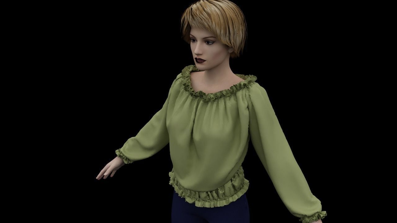 Stylish Designer Women top with Ruffles 3D model 3D model | CGTrader