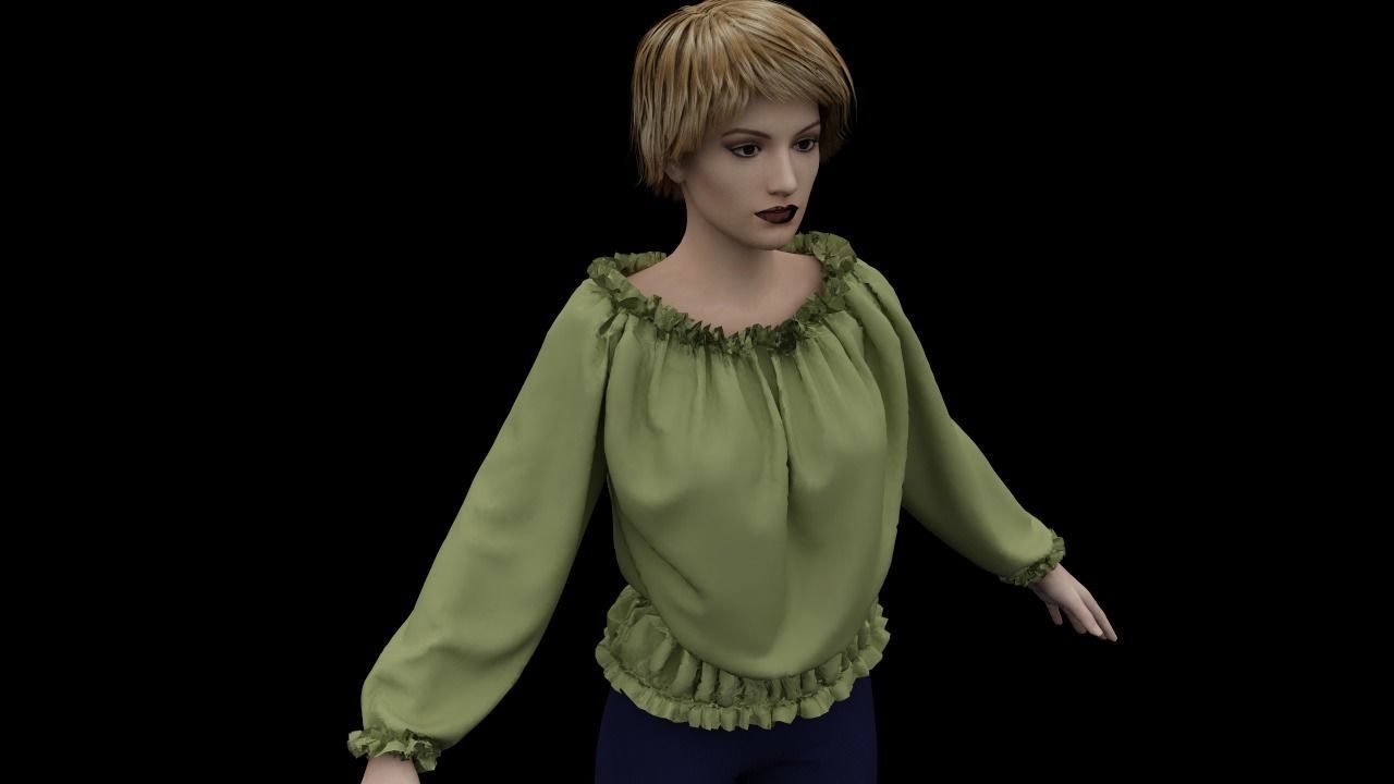 Stylish Designer Women top with Ruffles 3D model 3D model | CGTrader