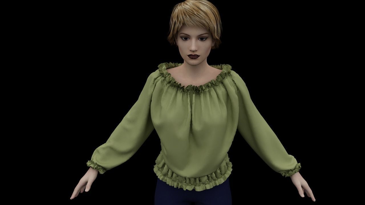 Stylish Designer Women top with Ruffles 3D model 3D model | CGTrader
