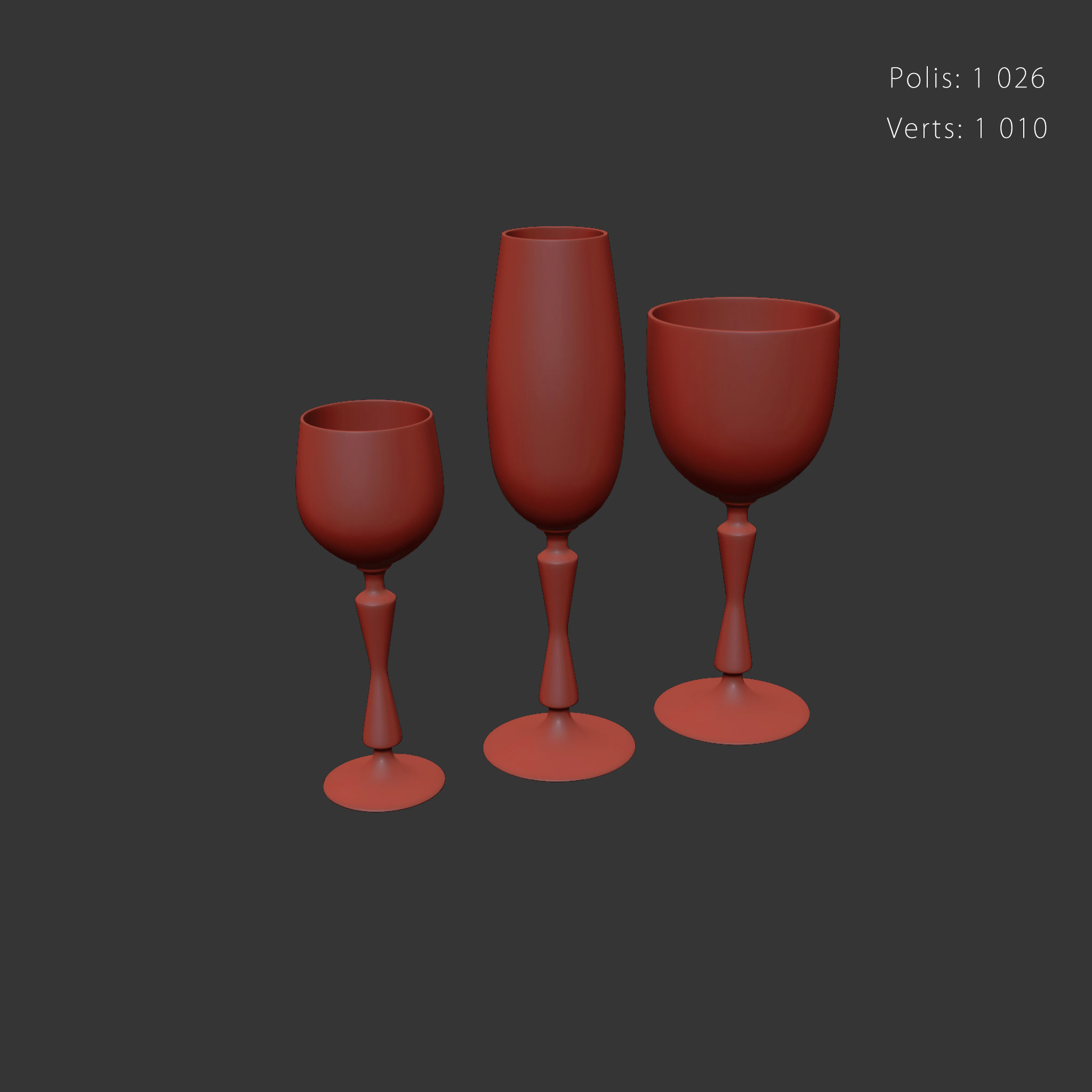 3D model Set wine glass VR / AR / low-poly | CGTrader