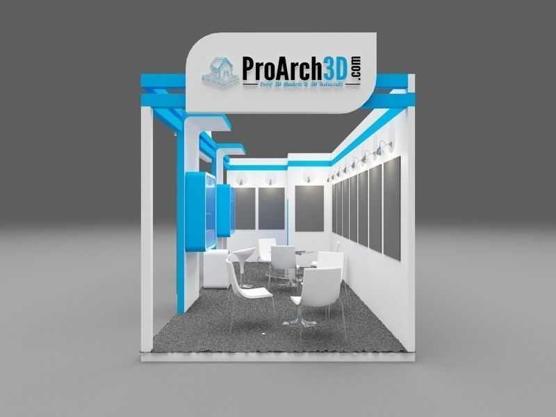 Exhibition stall 3d model 8x3 2 side open 3D model | CGTrader
