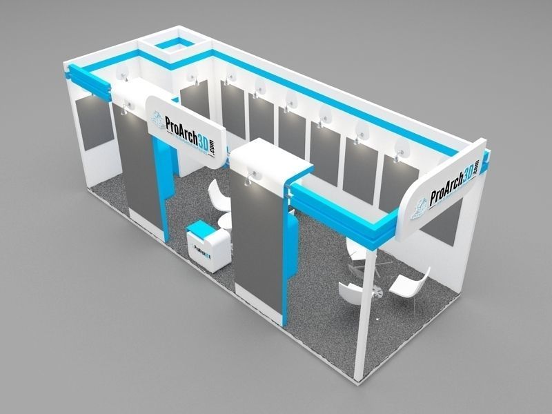 Exhibition stall 3d model 8x3 2 side open 3D model | CGTrader