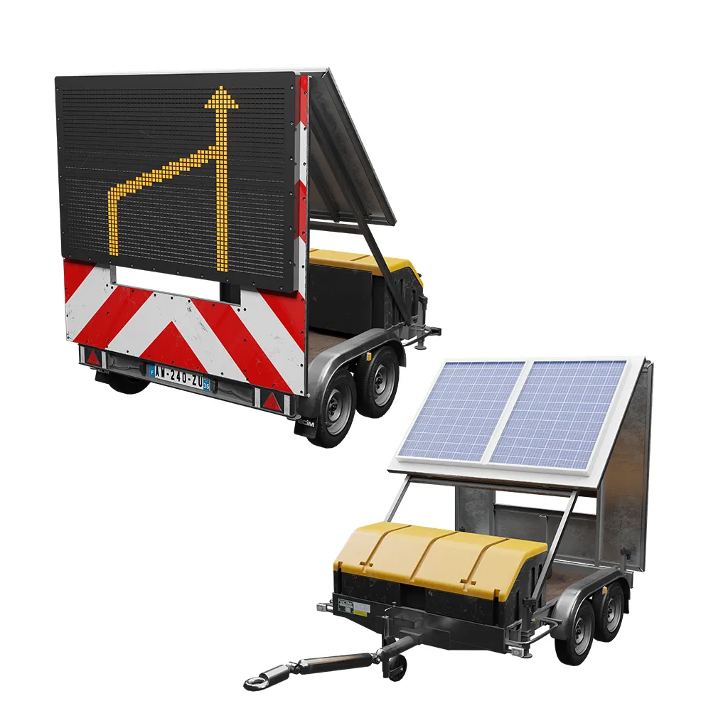 3D model European Variable Message Sign Solar Trailer VR / AR / low ...