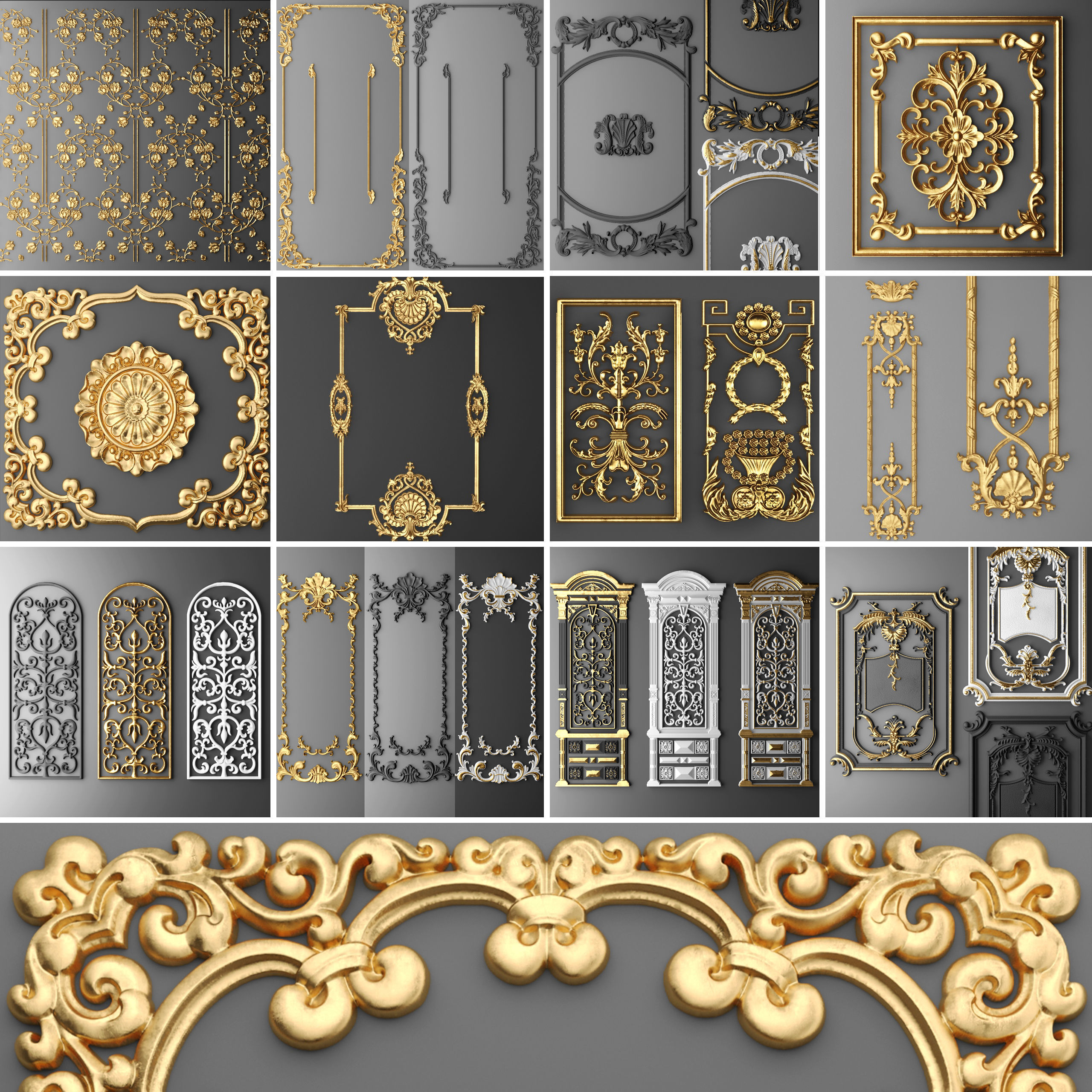Collection stucco molding frame 2 3D model | CGTrader