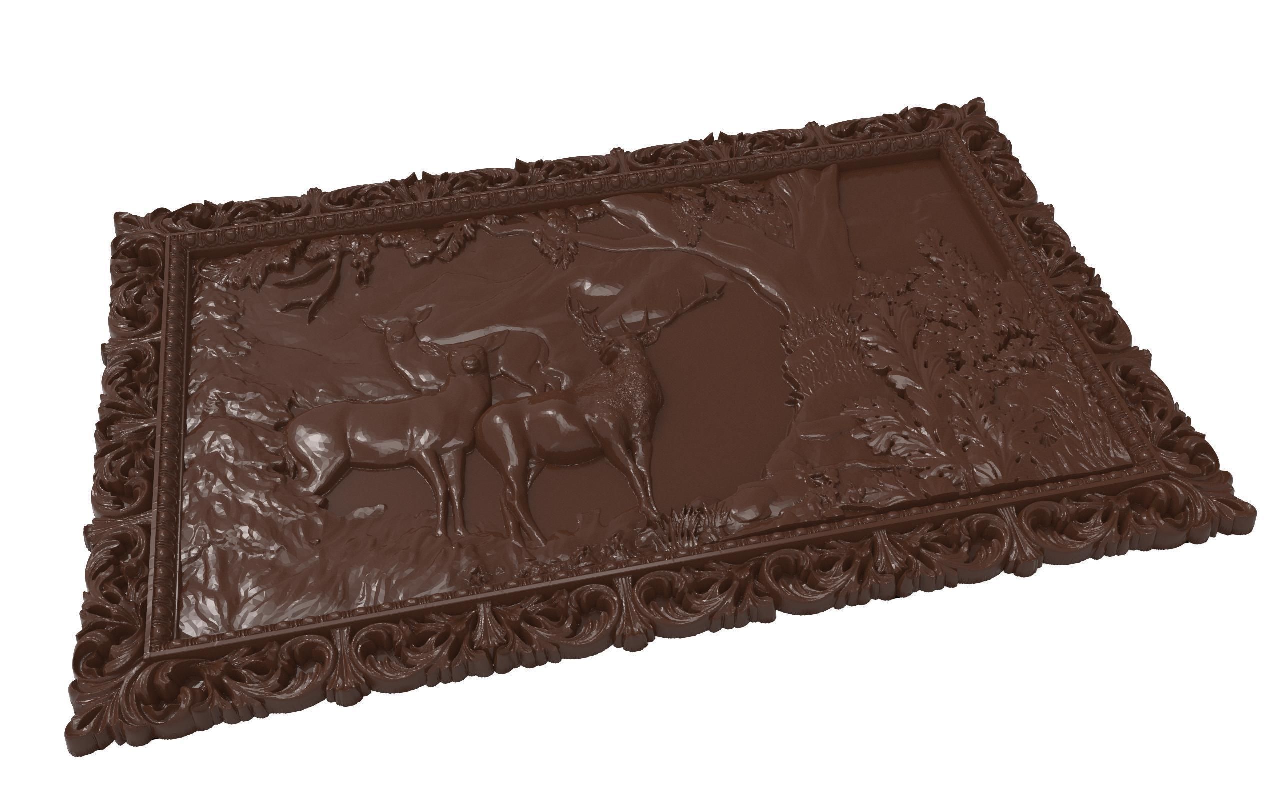 Deers on lawn Bas relief for CNC 3D model 3D printable | CGTrader