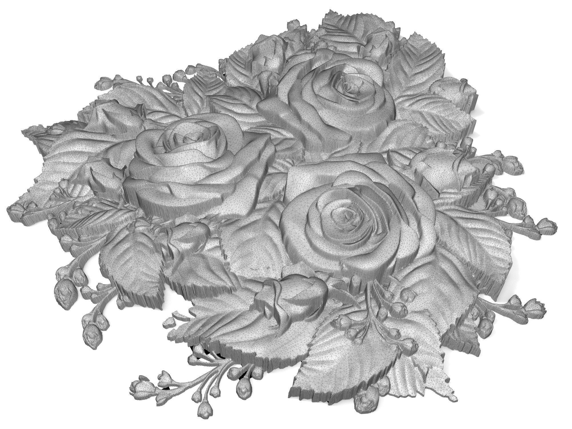 Three roses bas relief for CNC 3D model 3D printable | CGTrader