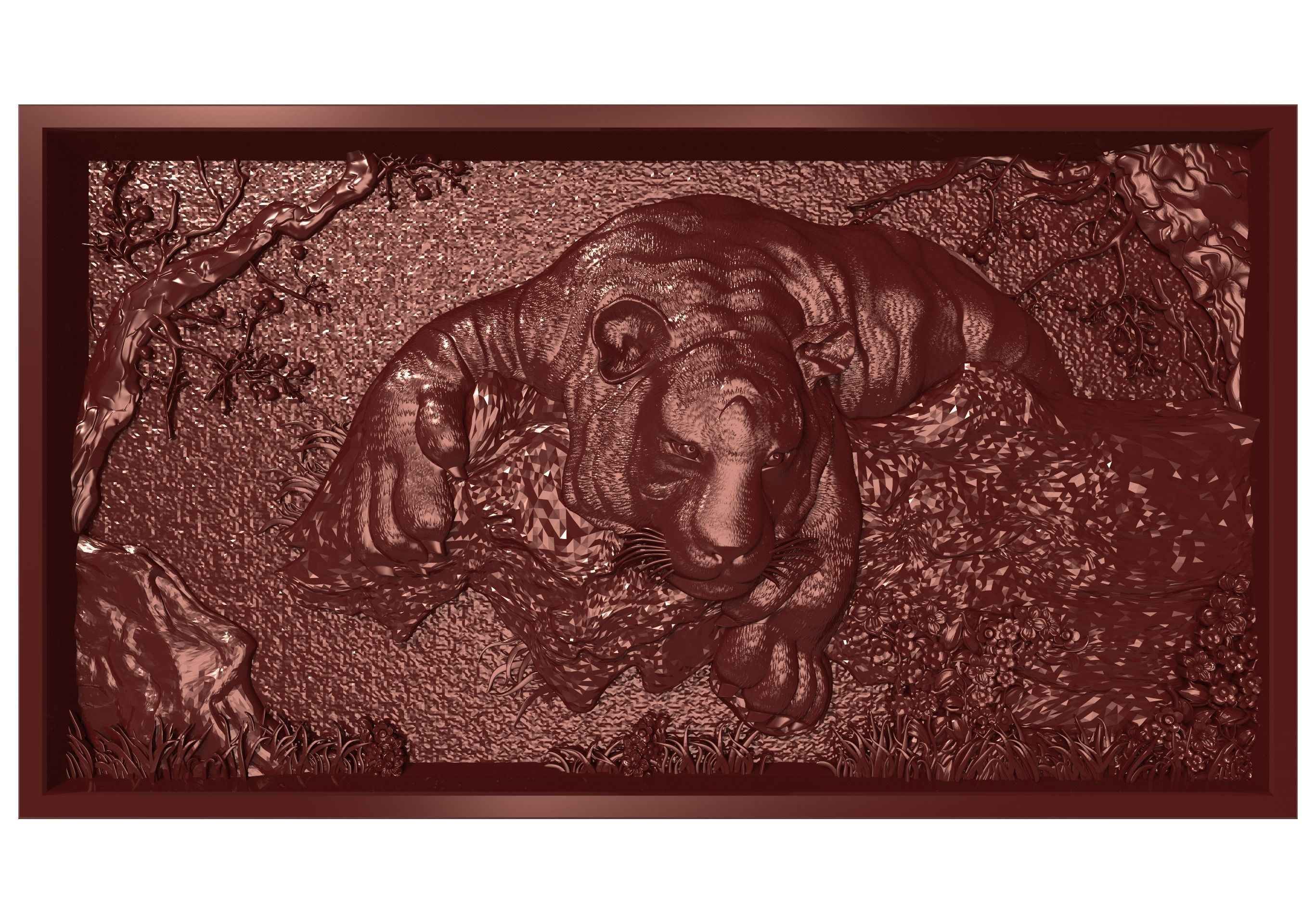 Tiger Bas relief for CNC 3D model 3D printable | CGTrader