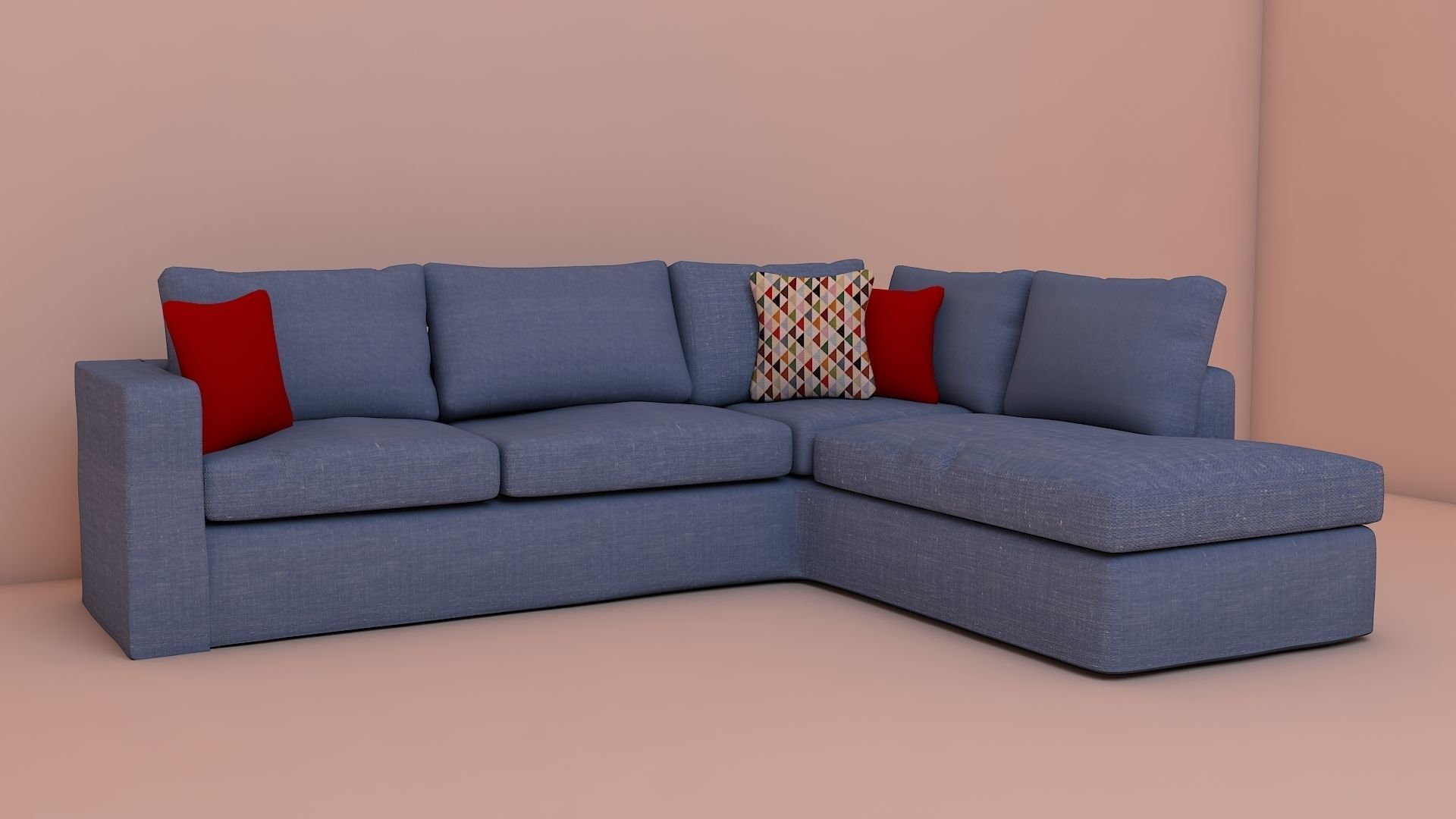 sofa l shape 3D model 3D printable | CGTrader