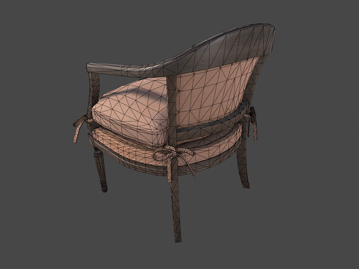 3D model Low-poly 3d model of armchair Linn VR / AR / low-poly | CGTrader