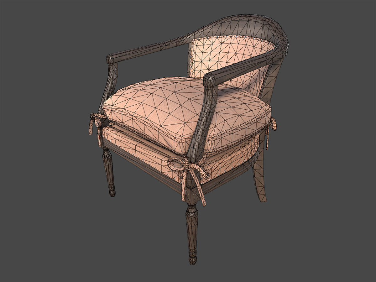 3D model Low-poly 3d model of armchair Linn VR / AR / low-poly | CGTrader