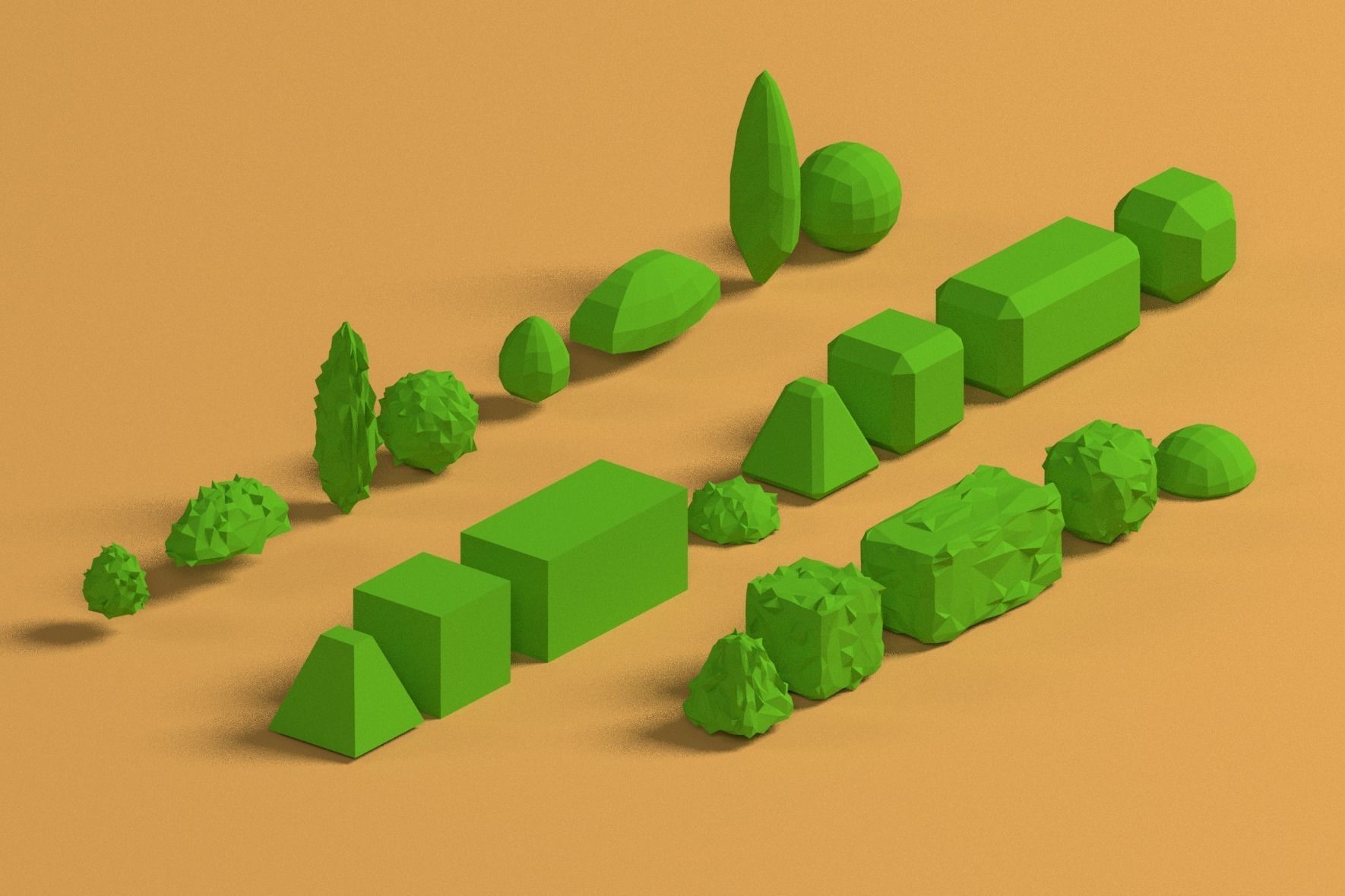3D model Low Poly Shrubs set VR / AR / low-poly | CGTrader