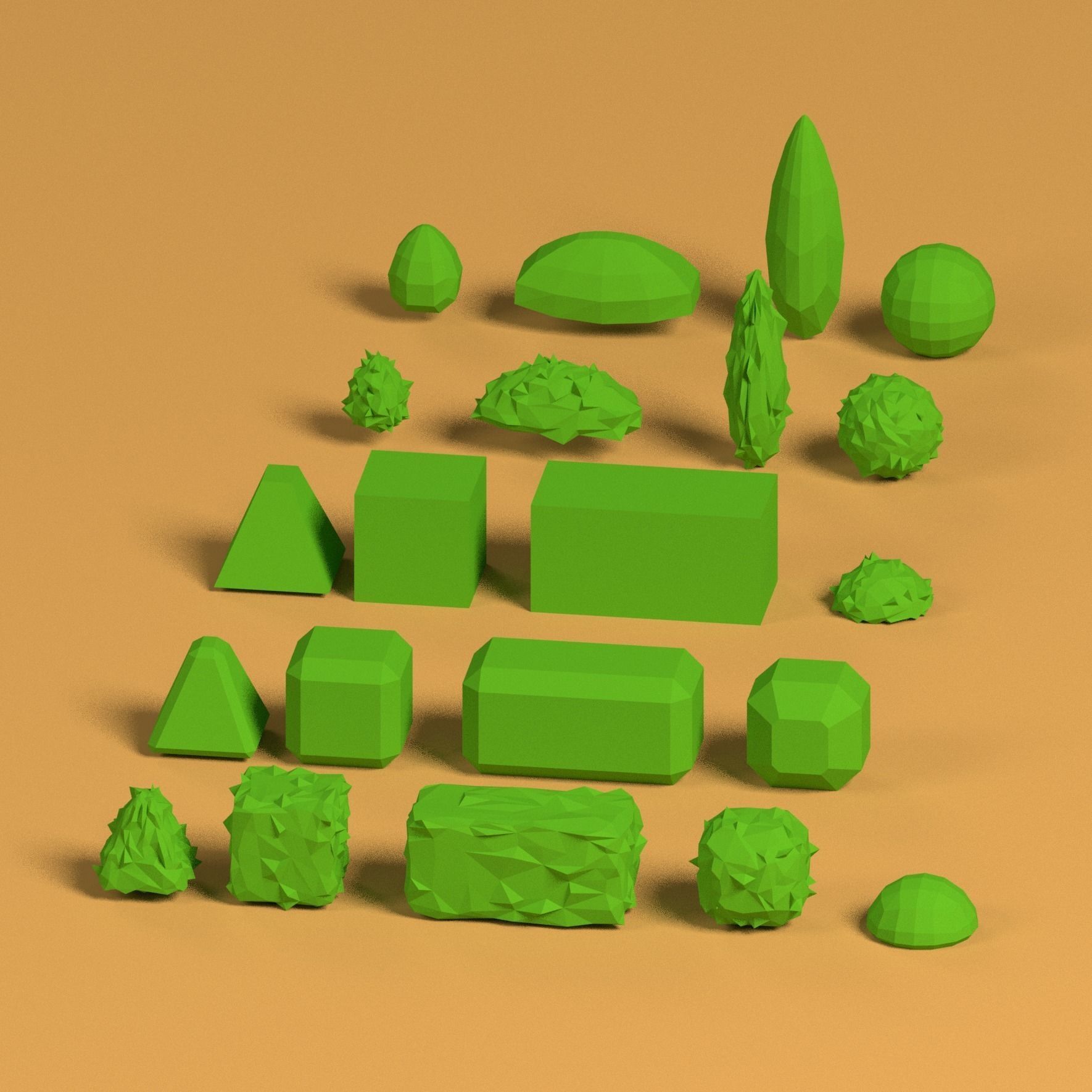 3D model Low Poly Shrubs set VR / AR / low-poly | CGTrader