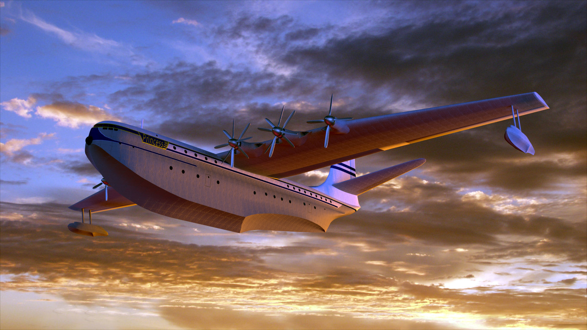 Saro Princess flyingboat 2 3D model | CGTrader