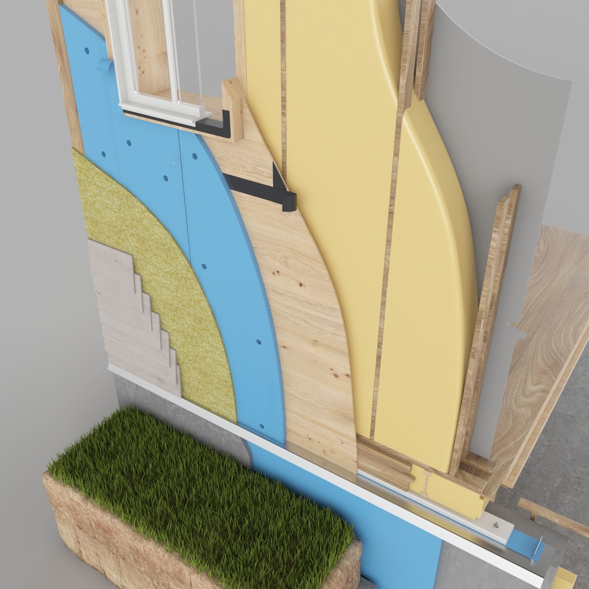 House Wall Cross Section Insulation 3D model | CGTrader