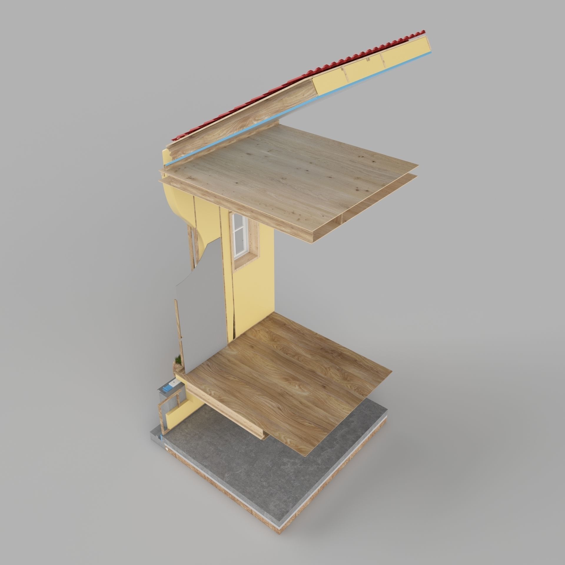 House Wall Cross Section Insulation 3D model | CGTrader