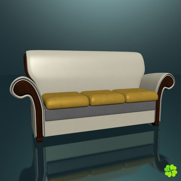 3D model Leather set sofas low poly VR / AR / low-poly | CGTrader