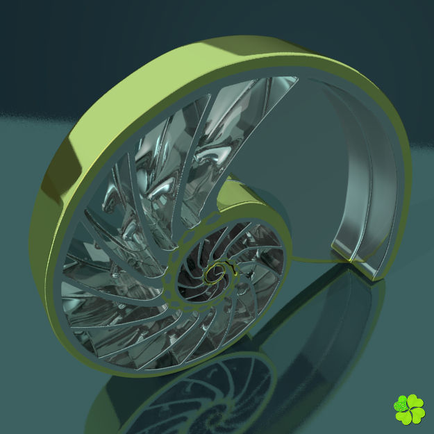 3D model Nautilus shell metal sculpture low poly VR / AR / low-poly ...