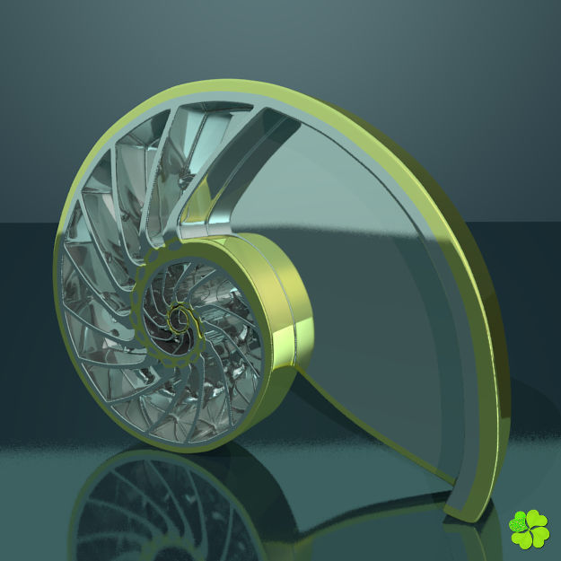 3D model Nautilus shell metal sculpture low poly VR / AR / low-poly ...