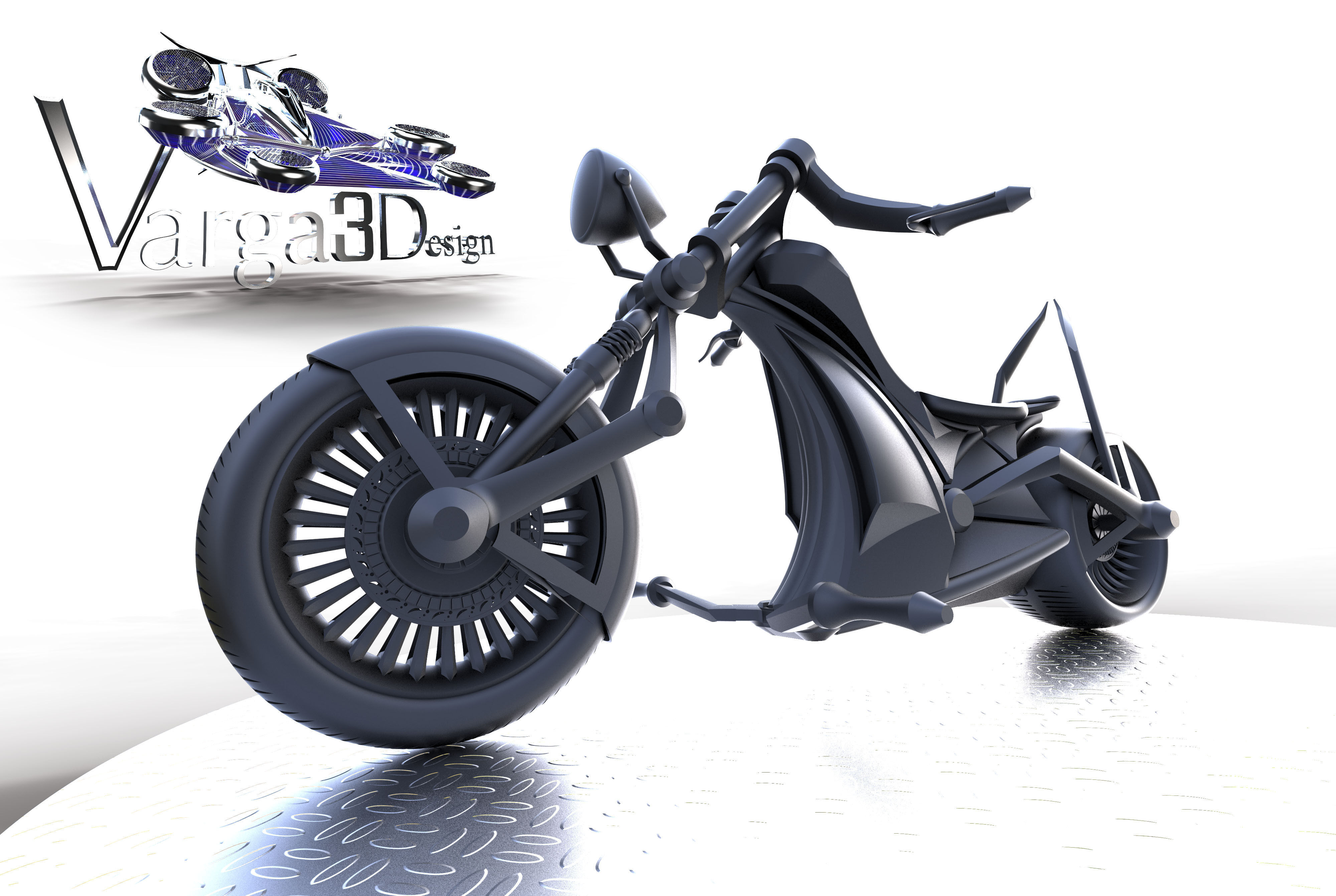 Chopper motorcycle 3D model 3D printable | CGTrader