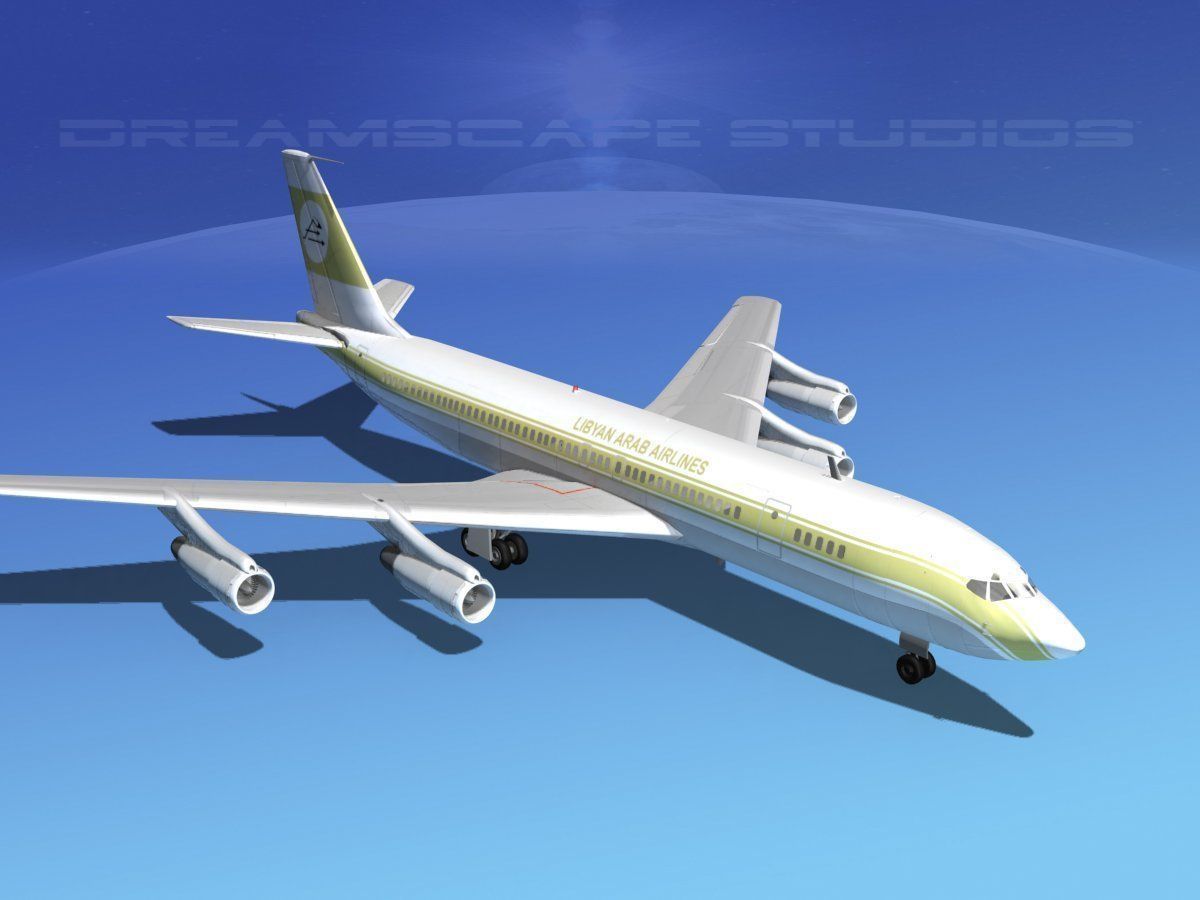 Boeing 707 Libyan Arab 3D model rigged | CGTrader