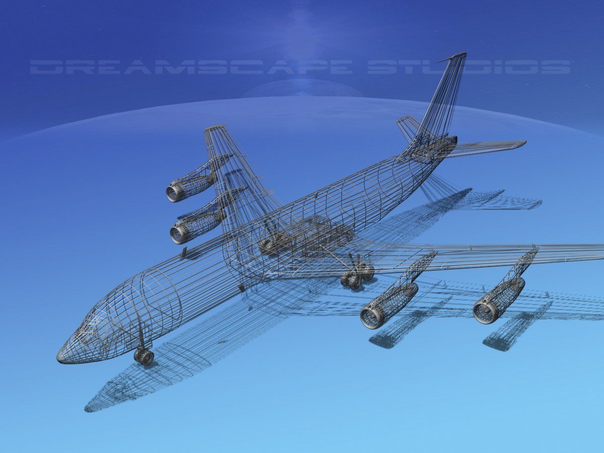 Boeing 707 Libyan Arab 3D model rigged | CGTrader