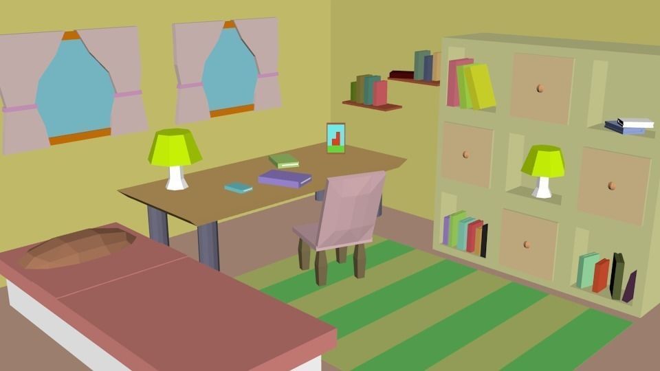 3D model Low poly Room pack 02 - childrens room VR / AR / low-poly ...