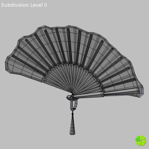 3D model Hand fan lace multicolor low poly VR / AR / low-poly | CGTrader