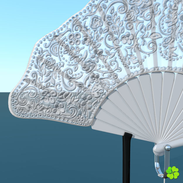 3D model Hand fan lace multicolor low poly VR / AR / low-poly | CGTrader