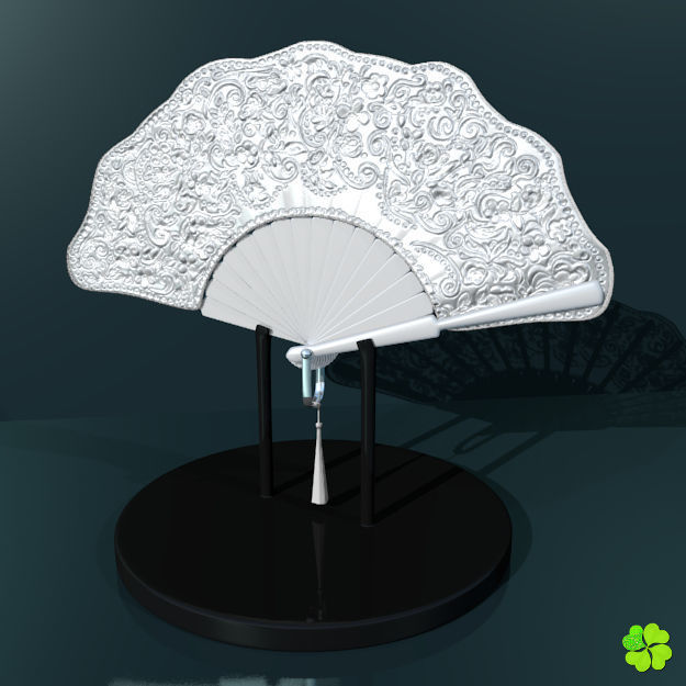 3D model Hand fan lace multicolor low poly VR / AR / low-poly | CGTrader