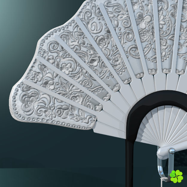 3D model Hand fan lace multicolor low poly VR / AR / low-poly | CGTrader