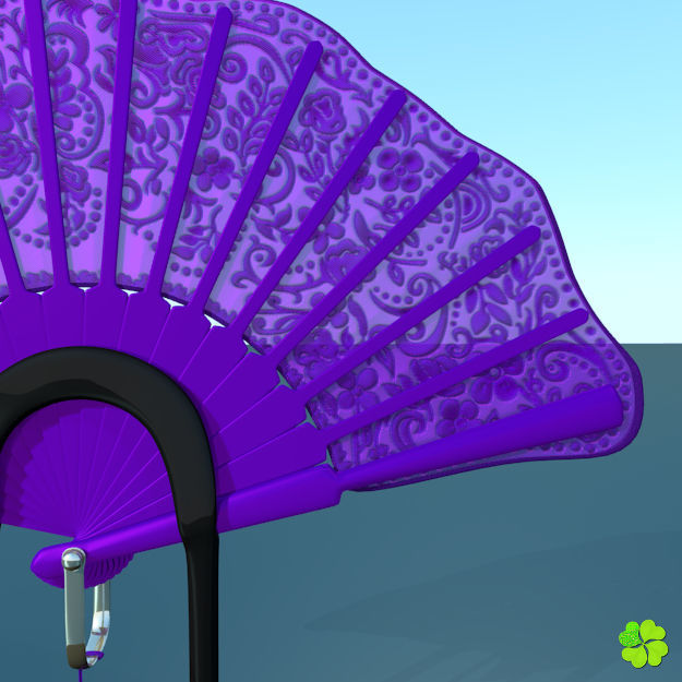 3D model Hand fan lace multicolor low poly VR / AR / low-poly | CGTrader