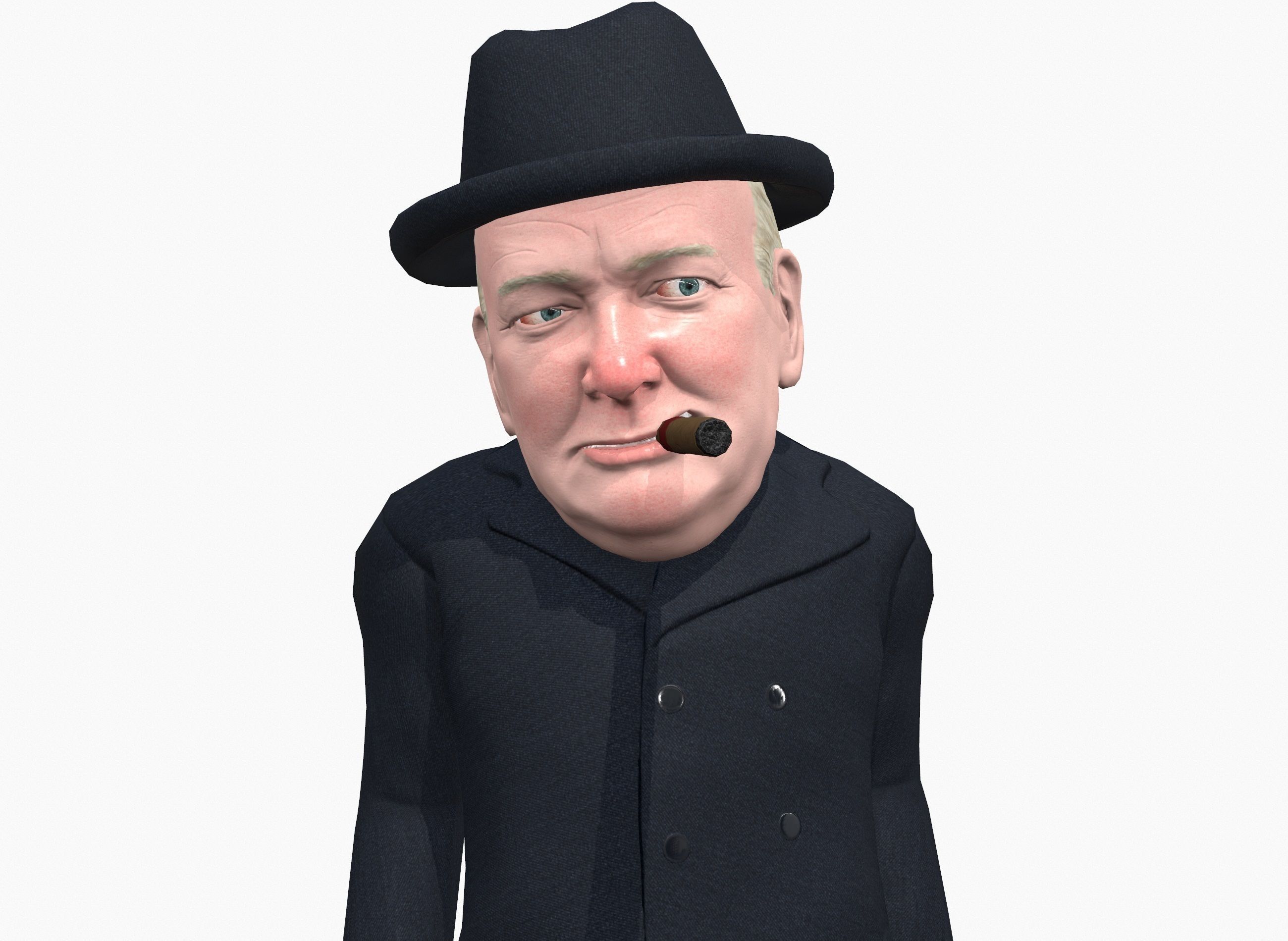 3D model Winston Churchill caricature VR / AR / low-poly rigged ...