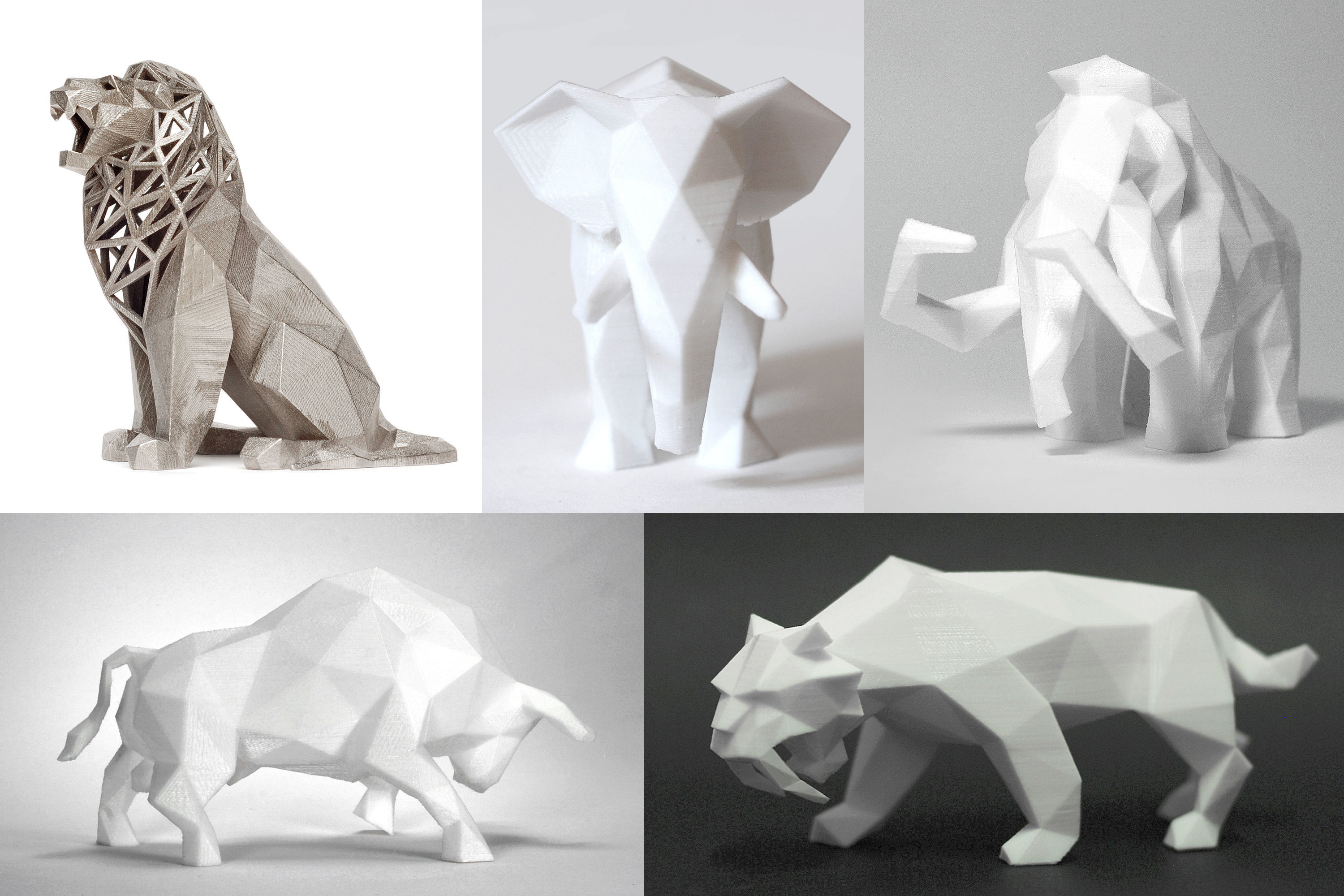 Low Poly Animals Collection lion sculpture made of wood 3D model 3D ...