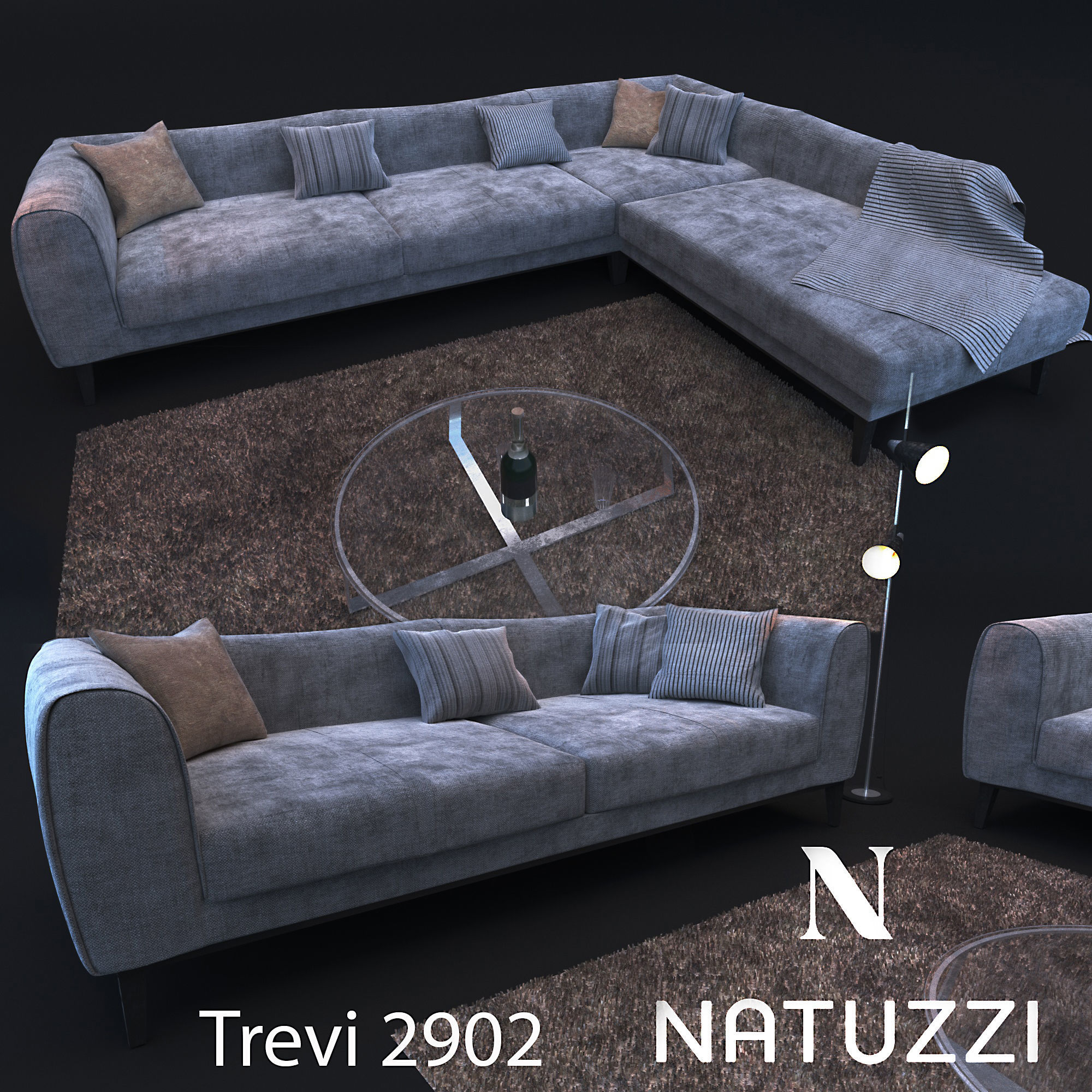 Sofa in modern style NATUZZI Trevi 2902 3D model | CGTrader