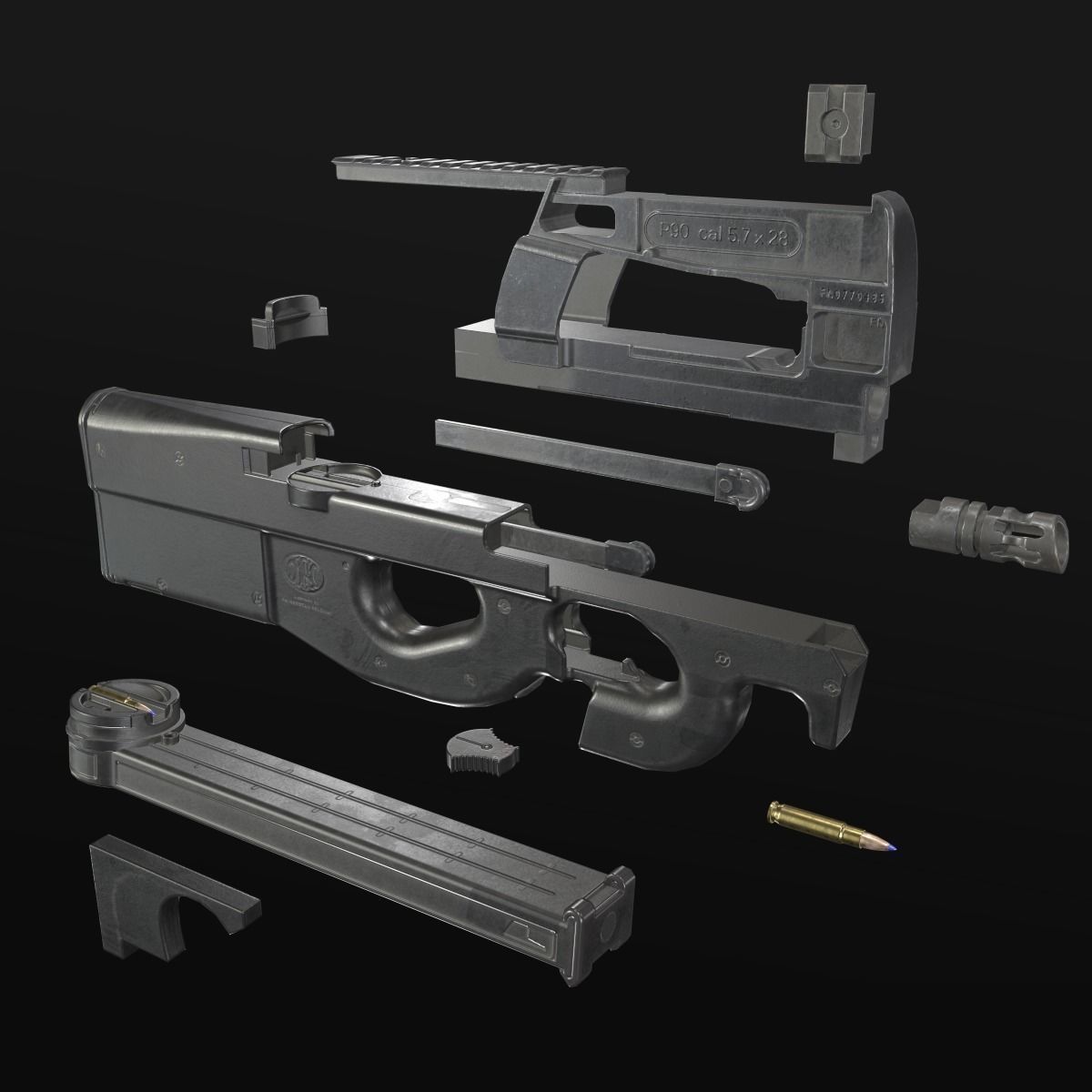 3D model FN P90 PDW VR / AR / low-poly | CGTrader