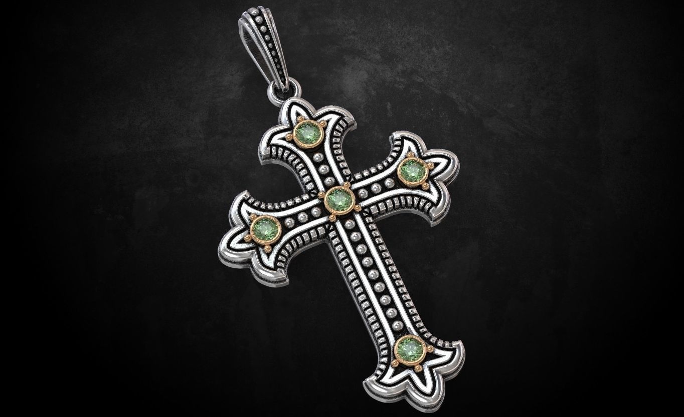 Beautiful cross with stones in two colors 200 3D model 3D printable ...