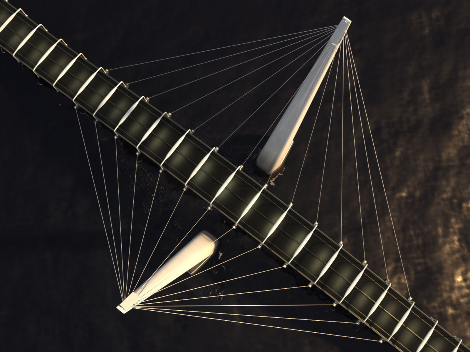 Cable-stayed bridge night scene 3D model | CGTrader