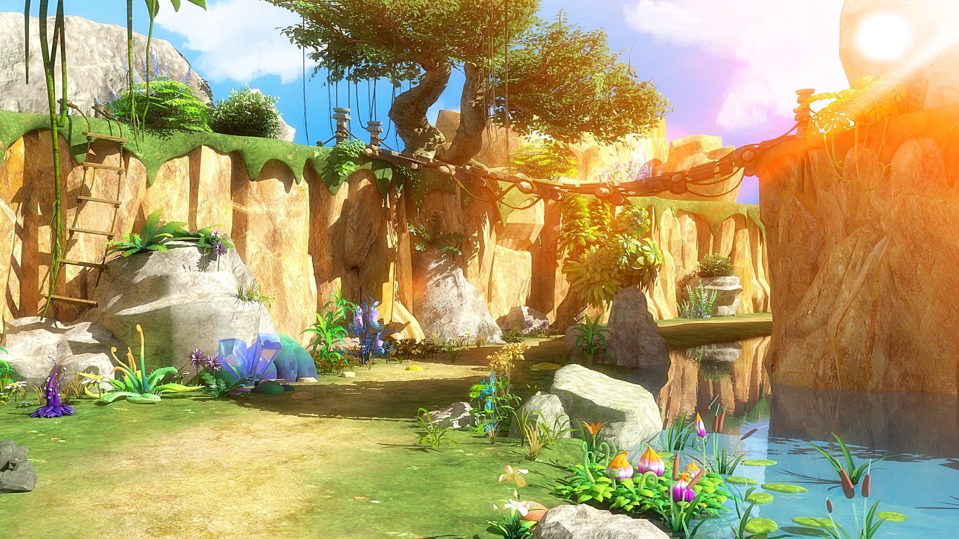 Cartoon Cliff Scene 3D model | CGTrader